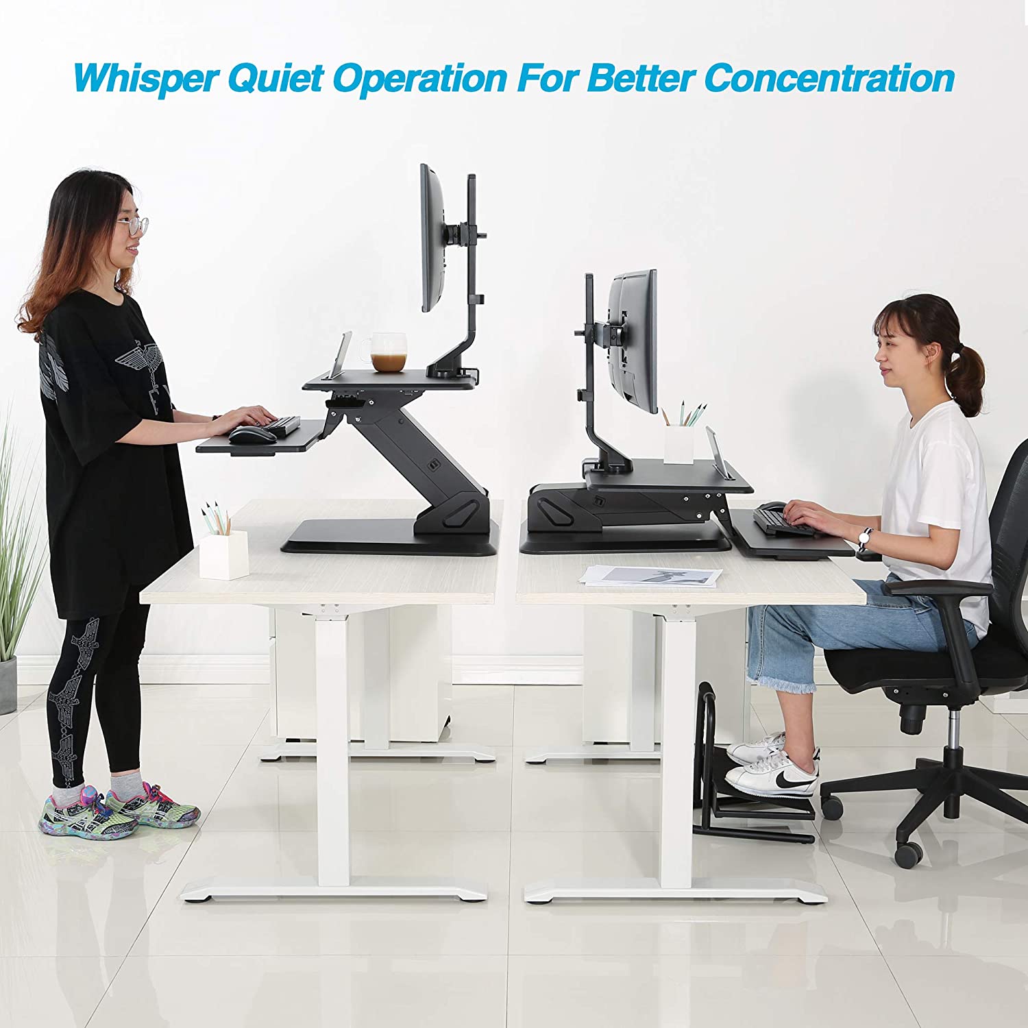 AVLT 23-inch Space-Saving Gas Spring Sit-Stand Workstation Ergonomic ...