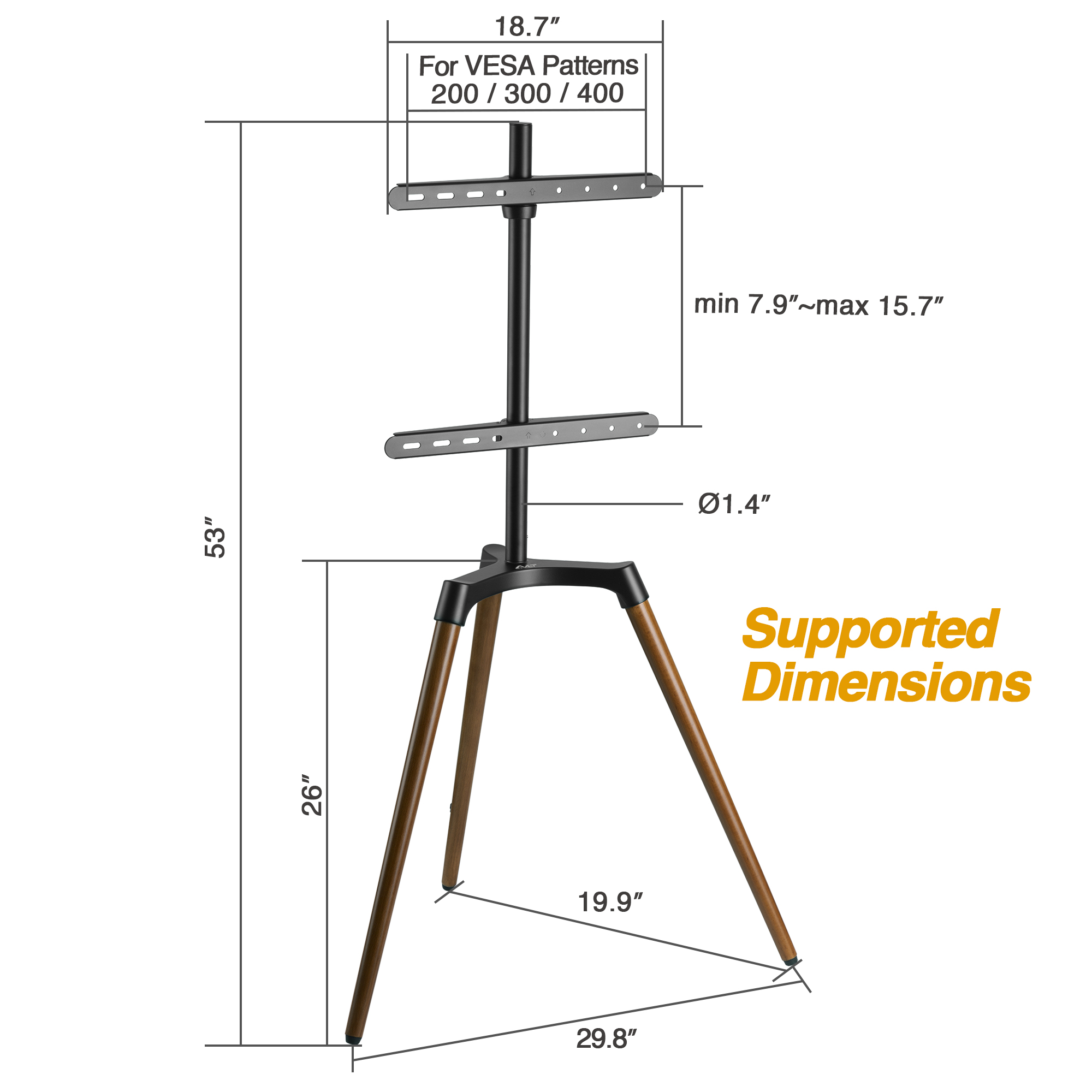 AVLT Easel Studio Tripod TV Floor Stand for 50" to 65" VESA Screens ...