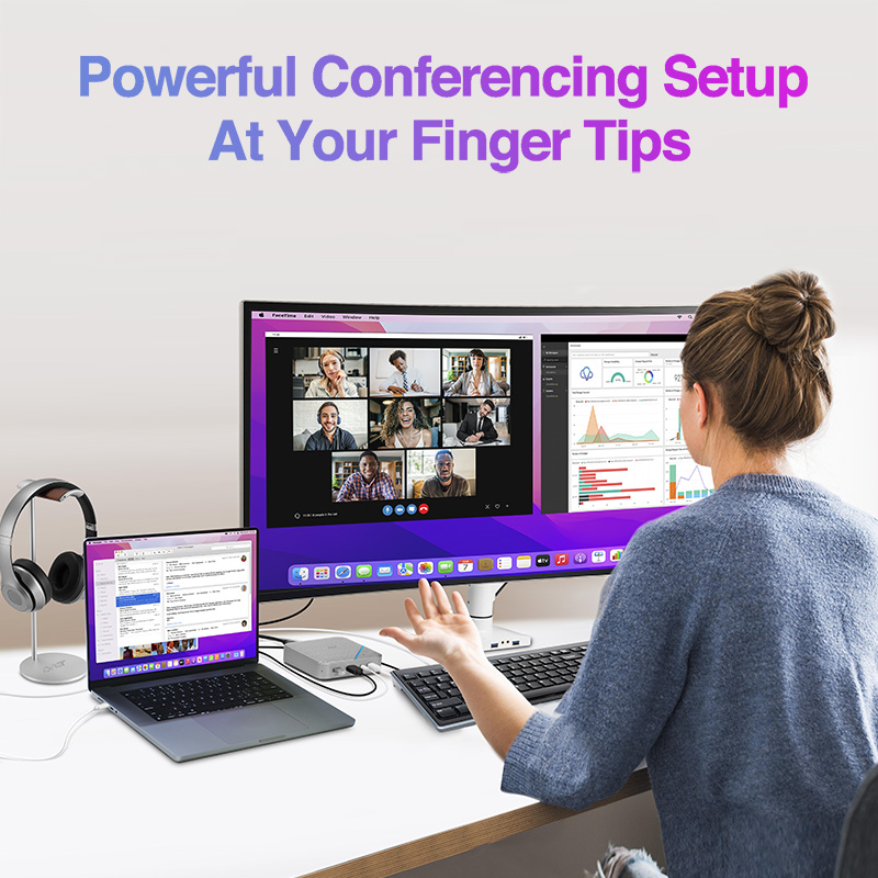 AVLT USB C Speakerphone PD 85W Media Hub Adapter with External 4K HDMI ...