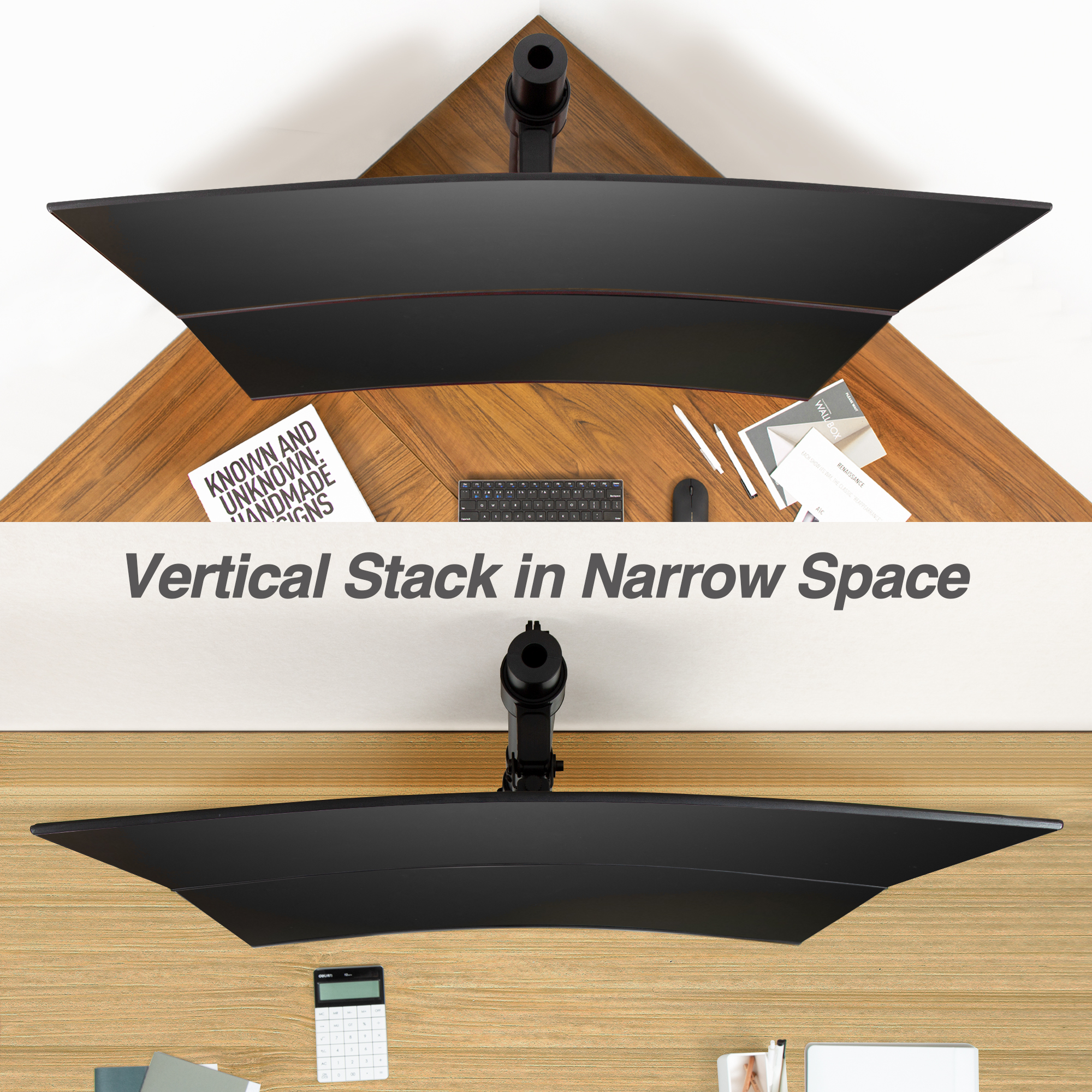 AVLT 38" Vertical Ultrawide Monitor Arm Two Stacked 26.5 lbs Screens on ...