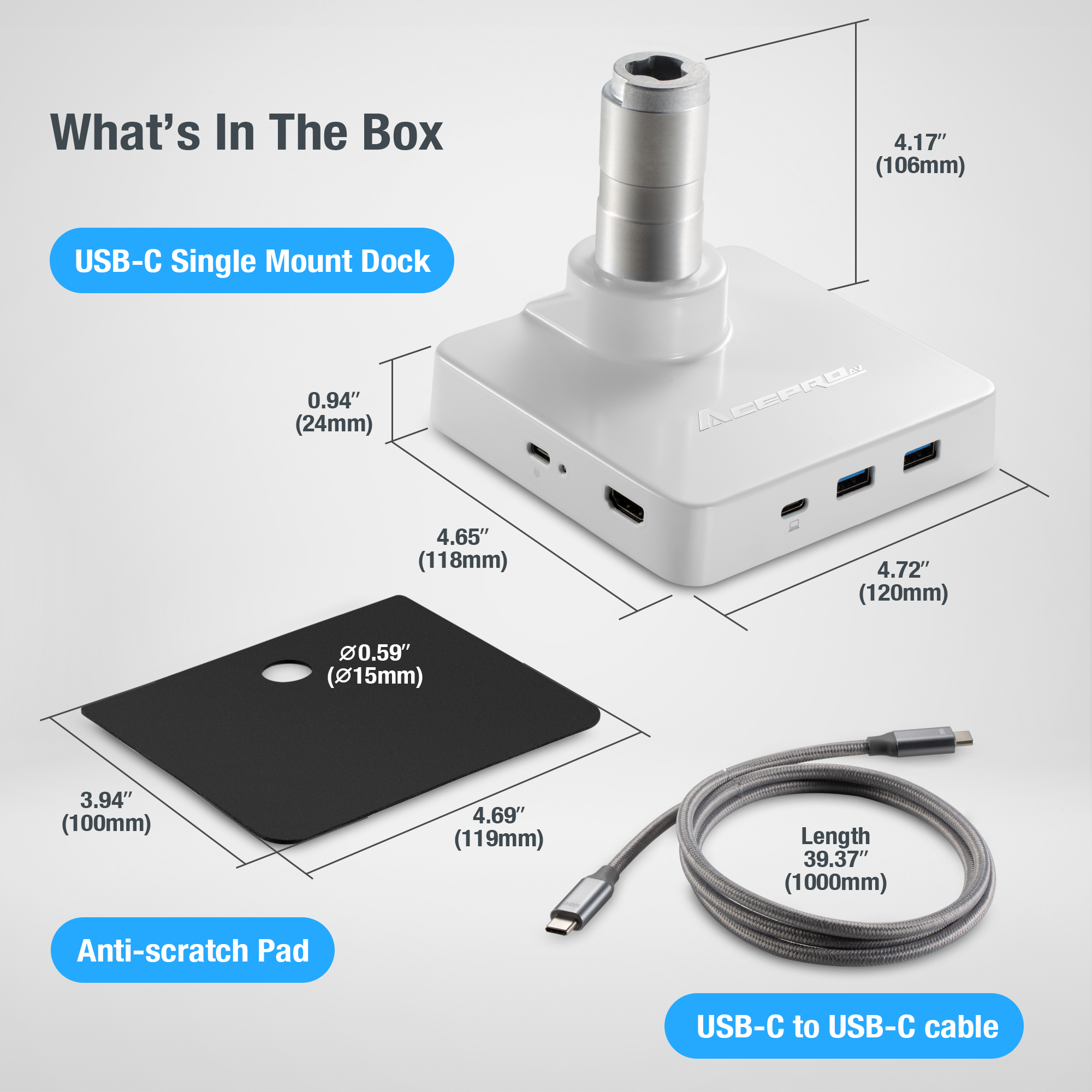 AceProAV 5 in 1 Multiport USB C Single Mount Dock for AVLT-DM42-1 and ...