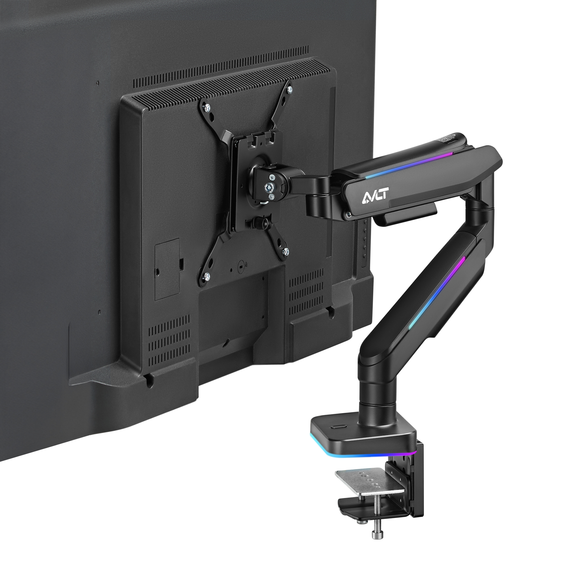 AVLT RGB Lights Single 17”-43” Gaming Monitor Arm Desk Mount, Fits One ...