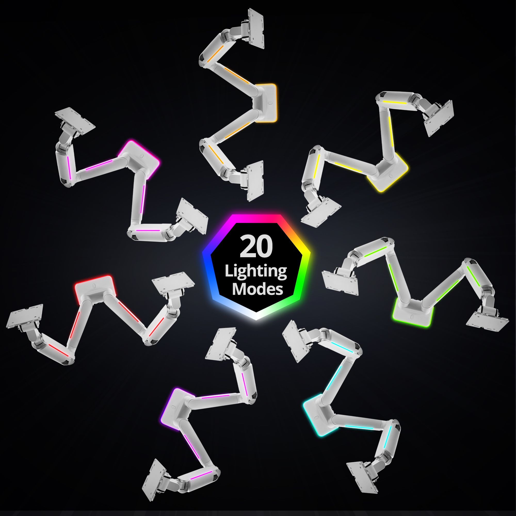 AVLT RGB Lights Dual 17”-43” Gaming Monitor Arm Desk Mount, Fits Two ...