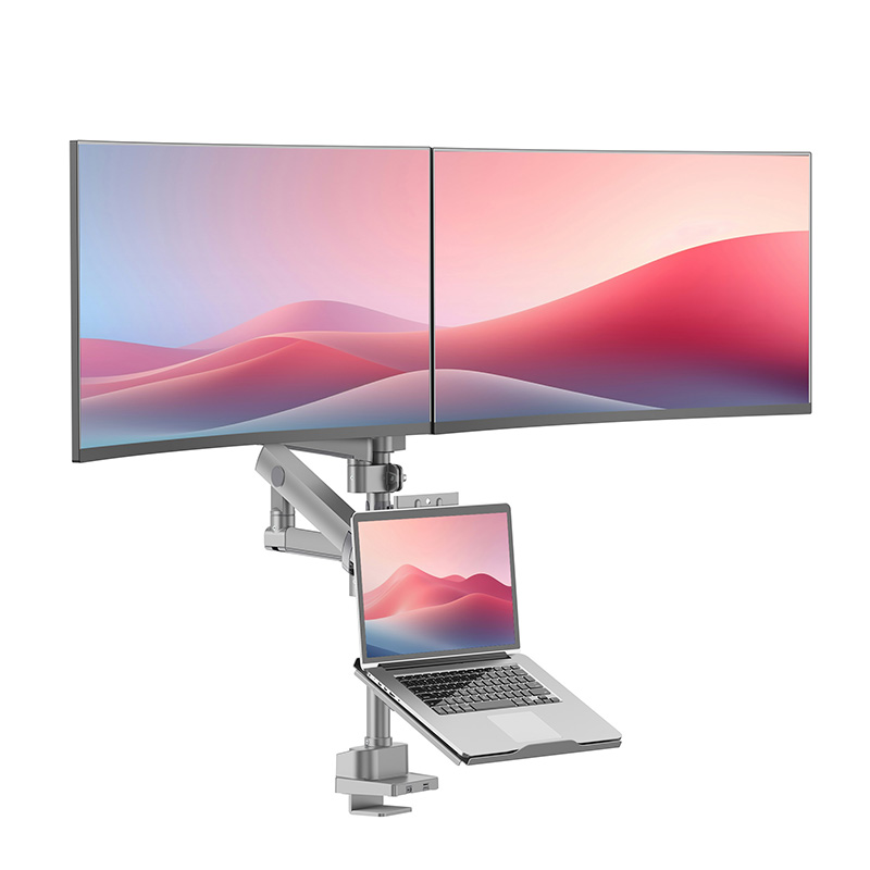 AVLT Laptop & Dual 40 Inch Stacking Monitor Arm Pole Top Mount with USB ...