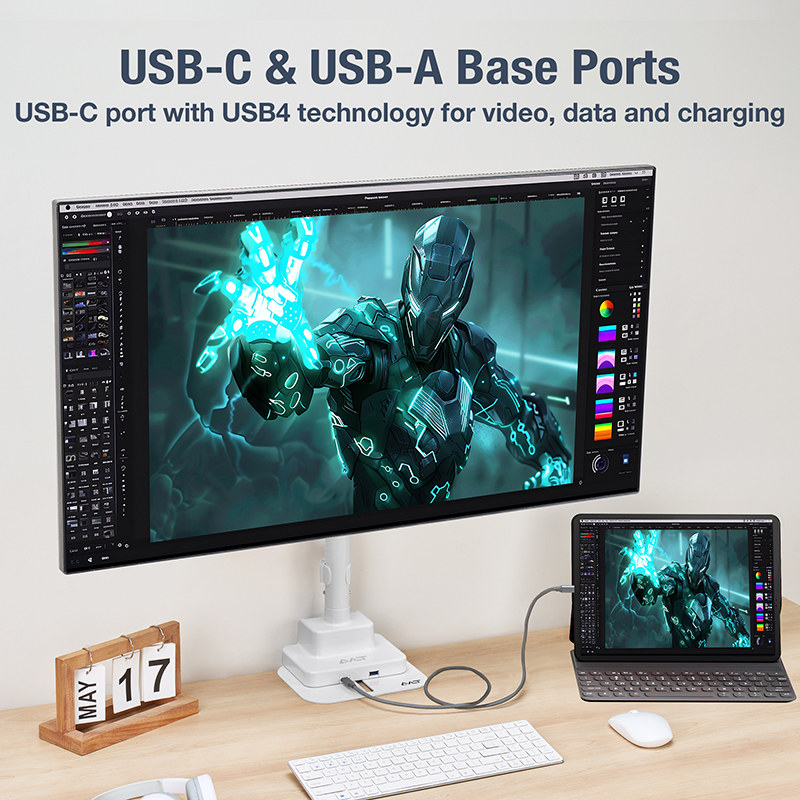 AVLT Single Monitor Desk Mount for 17"–57" Screens – Heavy Duty Gas ...